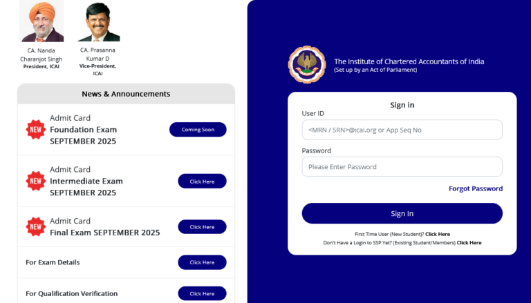 ICAI Releases Admit Card for Sept 2025 CA Inter & Final Exam
