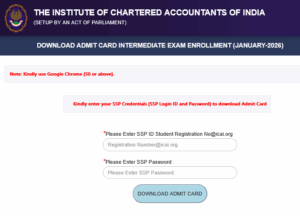 ICAI Releases Admit Card for Jan. 2026 CA Inter & Final Exam
